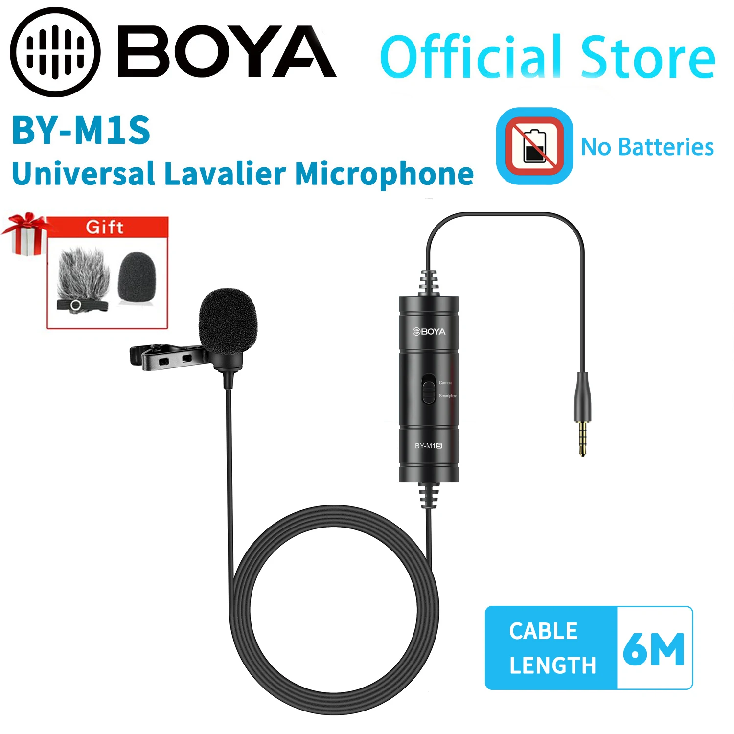 Boya By-m1s 6m Professional Condenser Lavalier Microphone For Pc Mobile ...