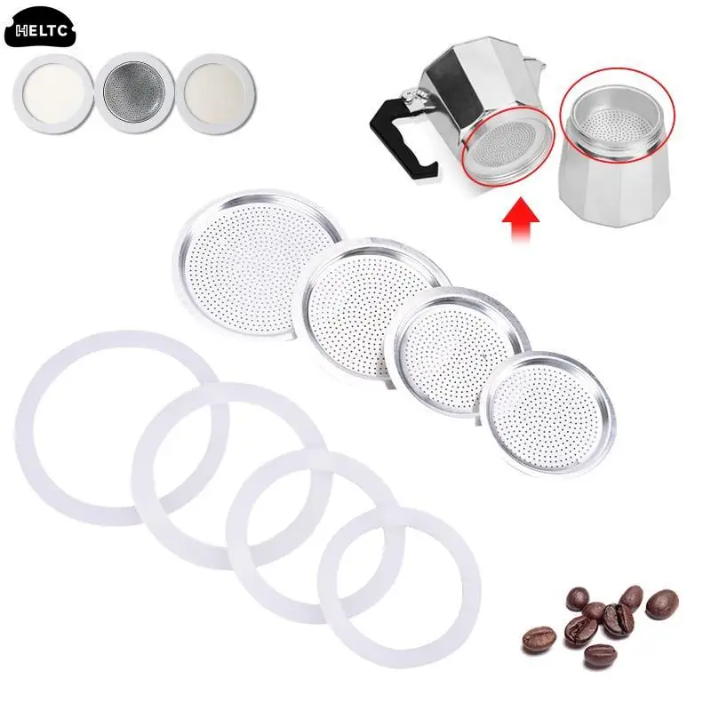 3Pc Silica Gel Ring Silicone Gaskets Aluminum Filter Moka Pot With 3/6 ...