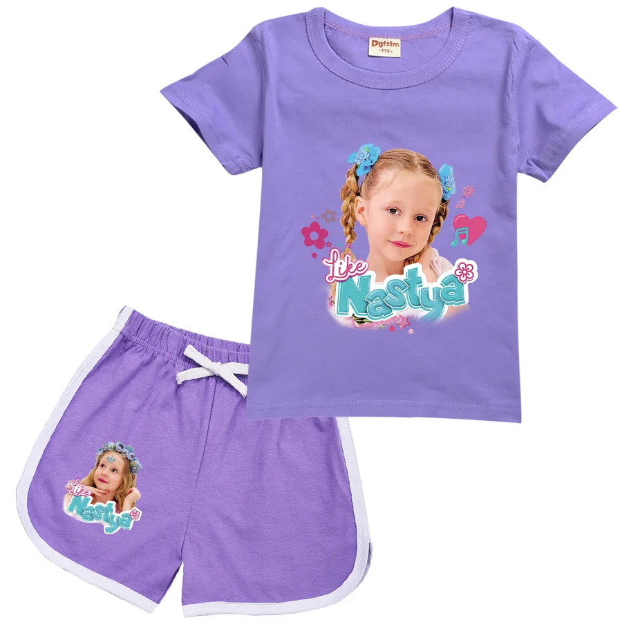 Russian-Like-Nastya-Clothes-Kids-Cotton-T-shirt-Sport-Shorts-2pcs-Set ...