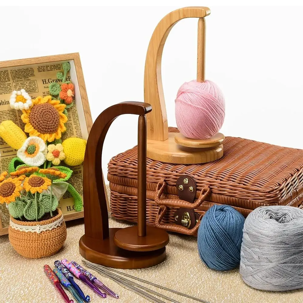 Yarn-Holder-for-Crochet-Accessories-Wooden-Yarn-Spinner-Rotatable ...