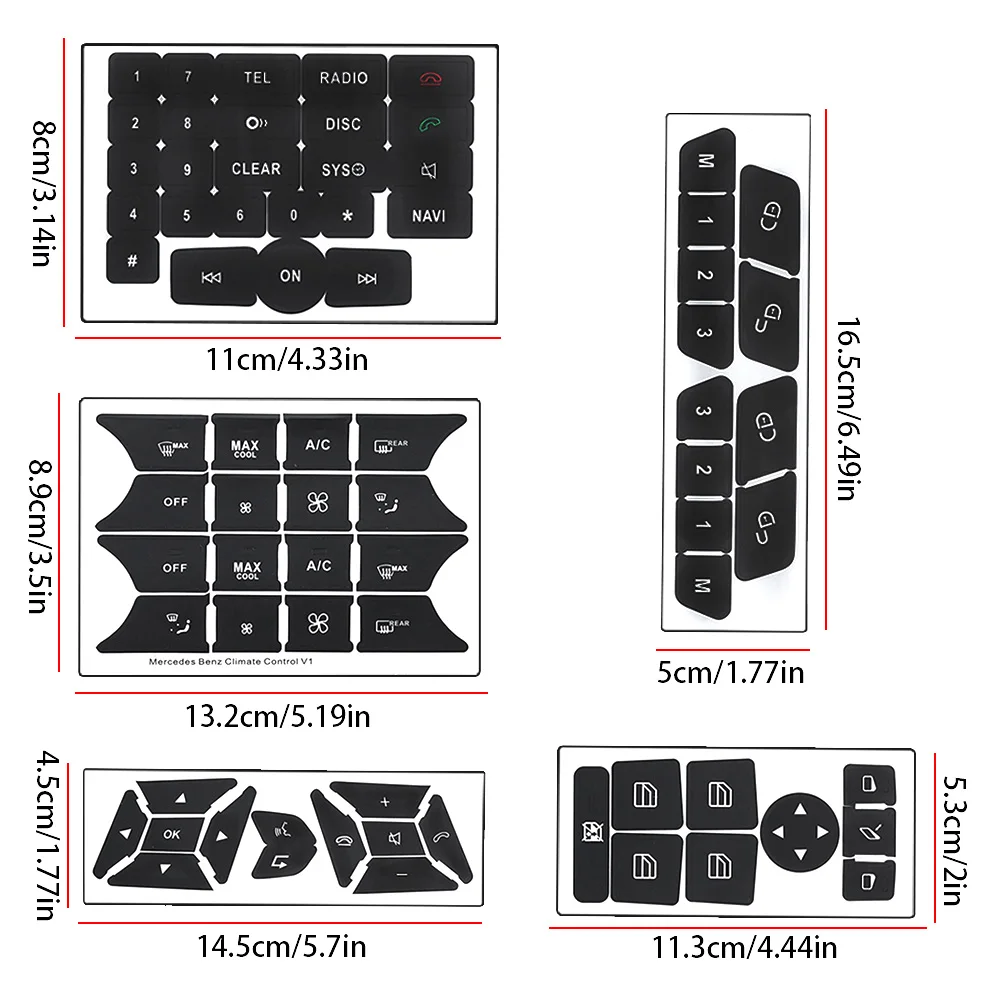 Mercedes Sticker Matte Black Steering Wheel Button Repair Stickers ...