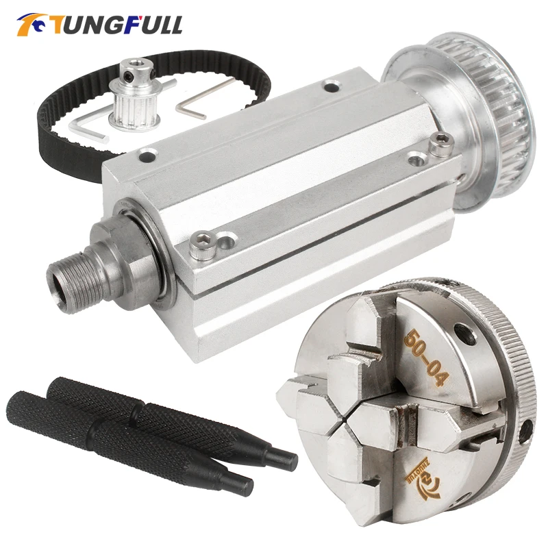 50-63-Four-jaw-Three-jaw-Chuck-Spindle-Assembly-Mini-Lathe-Woodworking ...