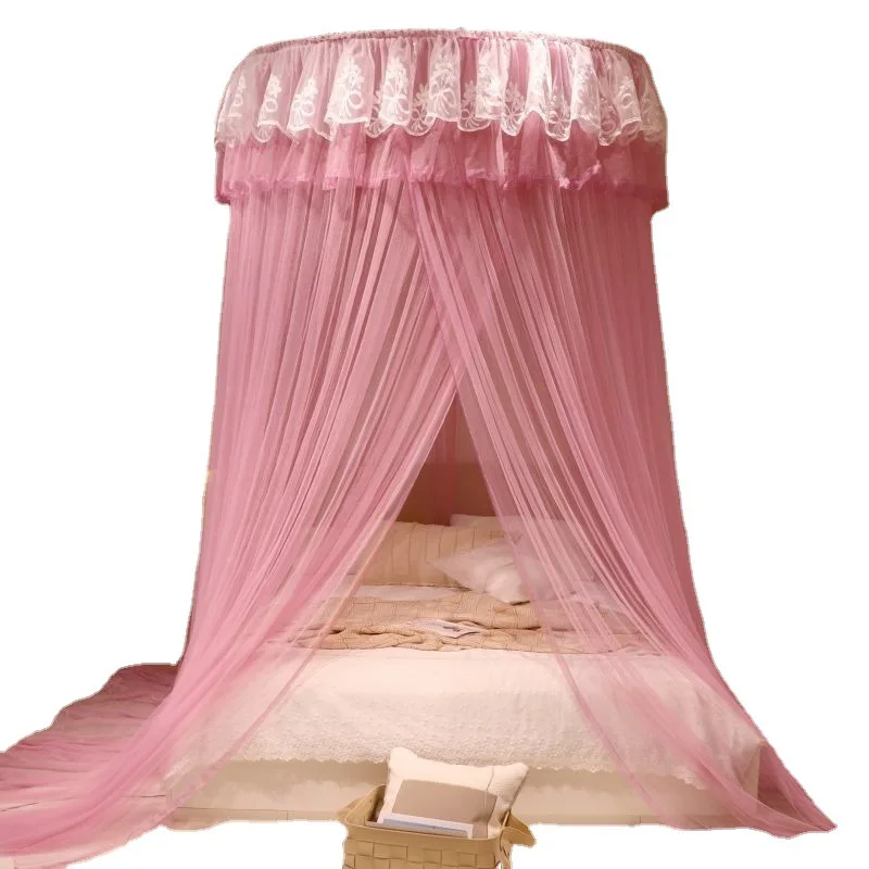 Bed Curtains Dense Lace Edge Breathable Mesh Dome Ceiling Mosquito Nets ...