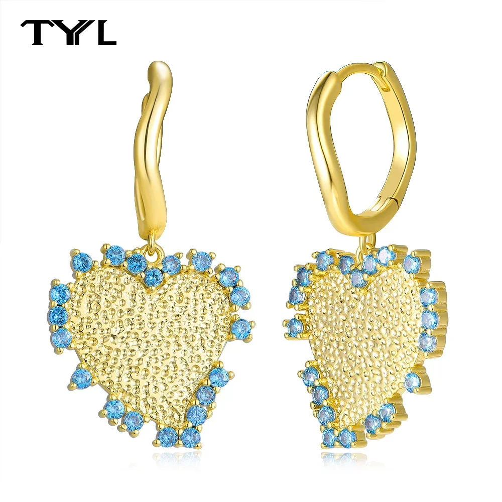 TYYL-New-Women-Valentine-s-Day-Gift-For-Lover-Blue-Bling-CZ-Heart ...