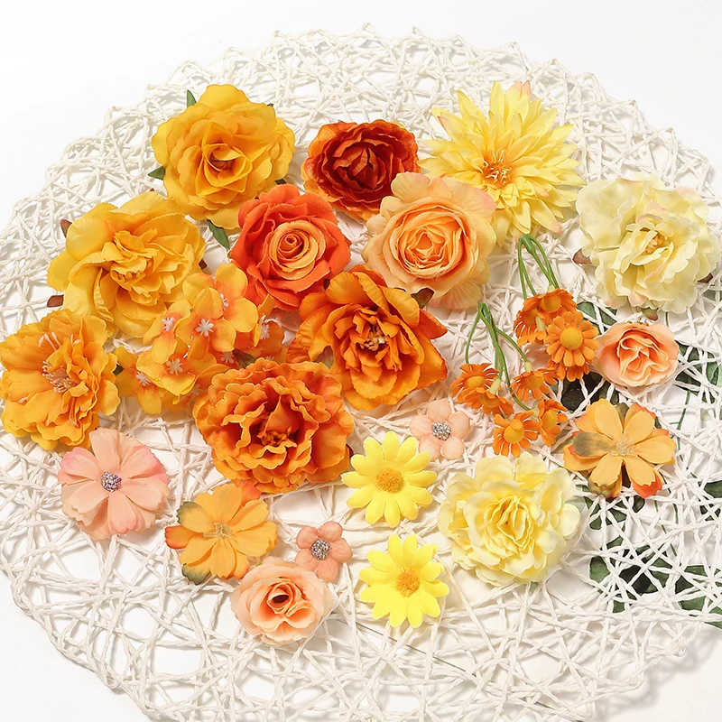 Artificial-Orange-Flowers-Heads-Silk-Fake-Flowers-For-Home-Decor-Party ...