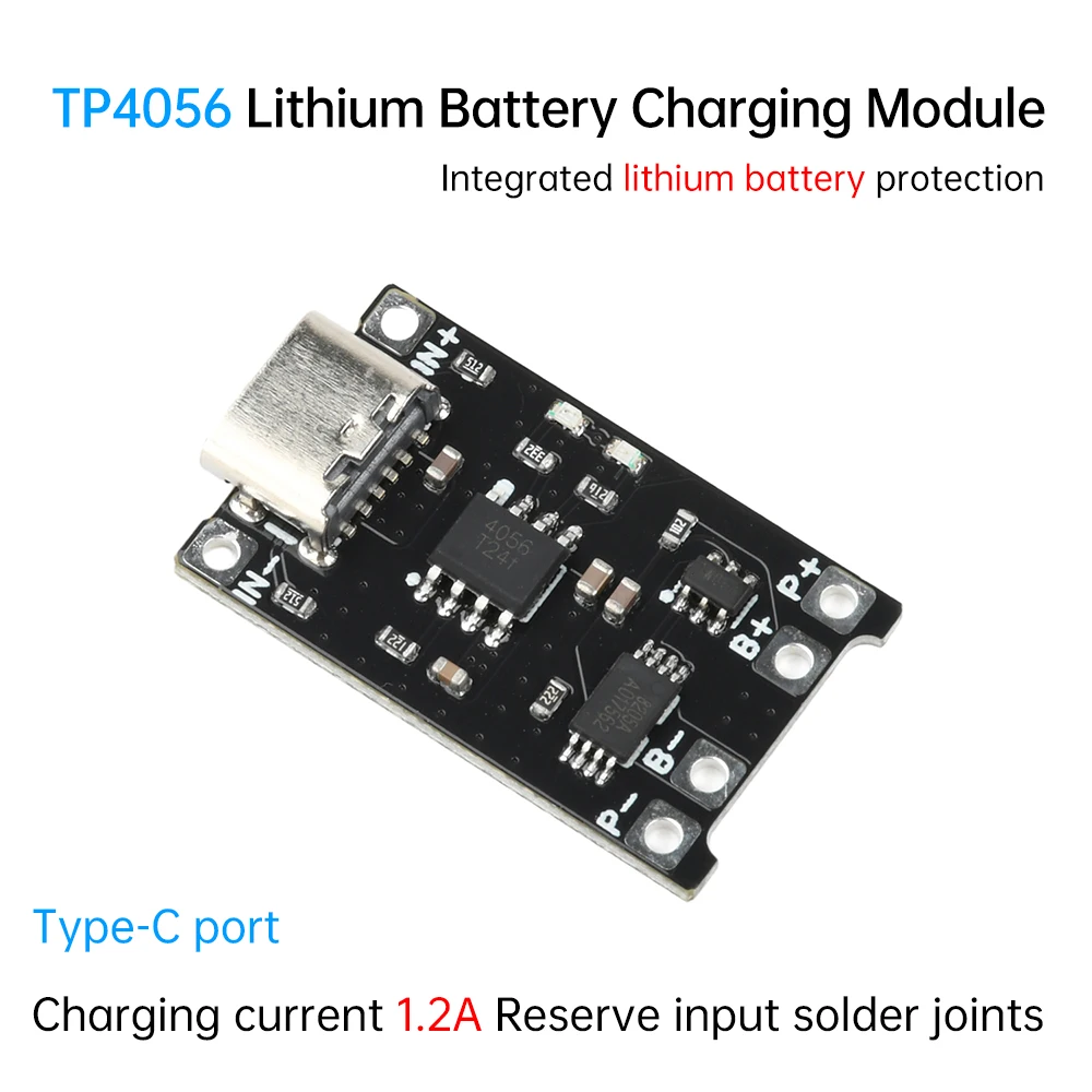 Modulo Carica TP4056 USB-C Per Batterie Litio 18650 5V 1A TP4056 Li-ion ...
