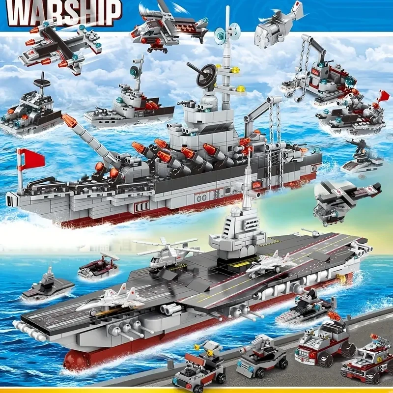 8in1-Military-Ship-Aircraft-Cruiser-Building-Blocks-Army-Weapon-Warship ...