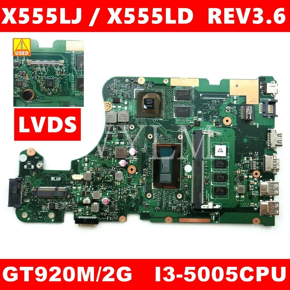 Placa base usada X555LJ 4G/I3 5005CPU/AS GT920M/2G REV 3,6 para Asus ...
