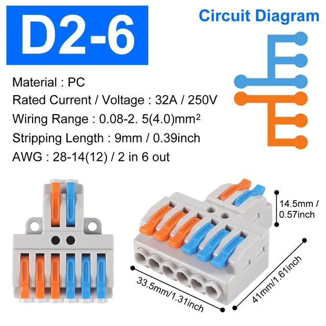 Mini Quick Wire Conductor Connector Universal Compact 2/3 Pin Splicing ...