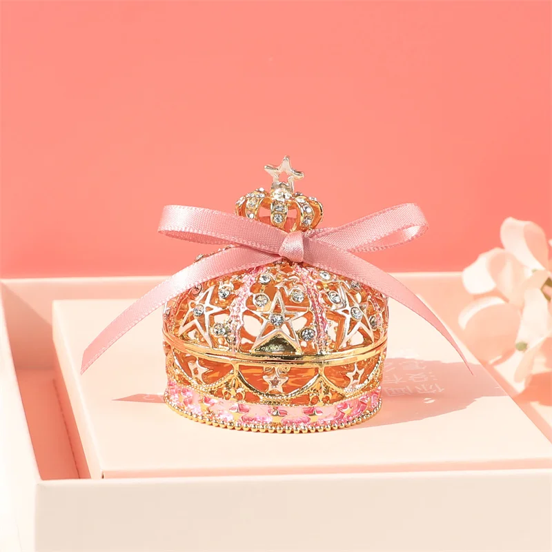 Star Crown Decoration Box Wedding Ring Box Metal Jewelry Storage Box ...