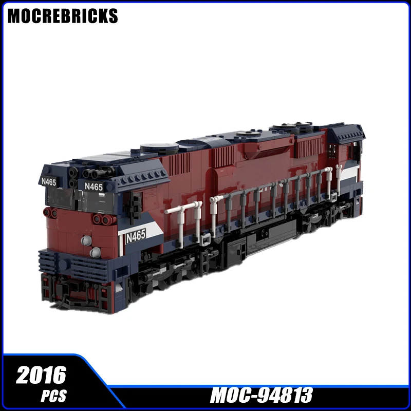 MOC Red Blue VLine N CLass High speed Locomotive DIY Building Blocks ...