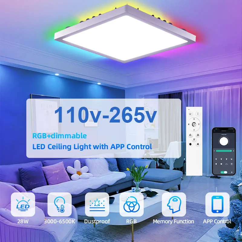 LED-Ceiling-Lamp-110V-220V-Square-Modern-Dimmable-Ceiling-Light-for ...