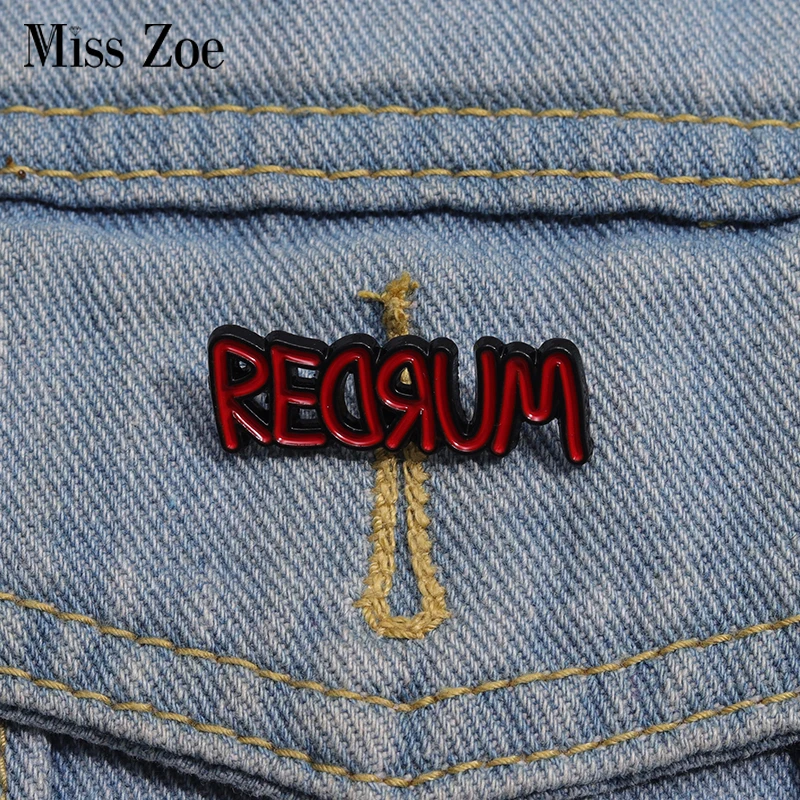 REDRUM-Enamel-Pins-Custom-Red-Letters-Brooches-Lapel-Badges-Punk-Gothic ...