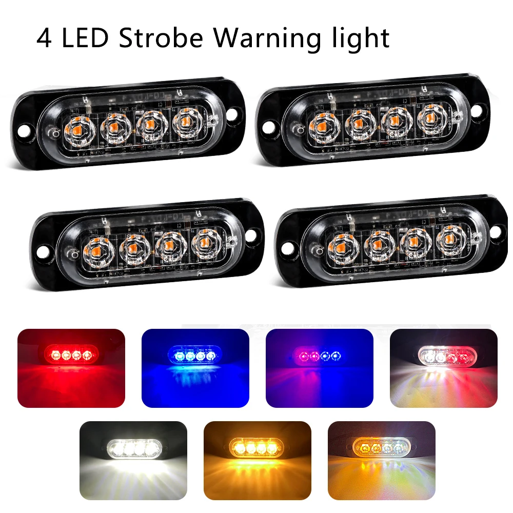 LED Strobe Light For Car Truck Emergency Flashing Grille Light 4 LED ...