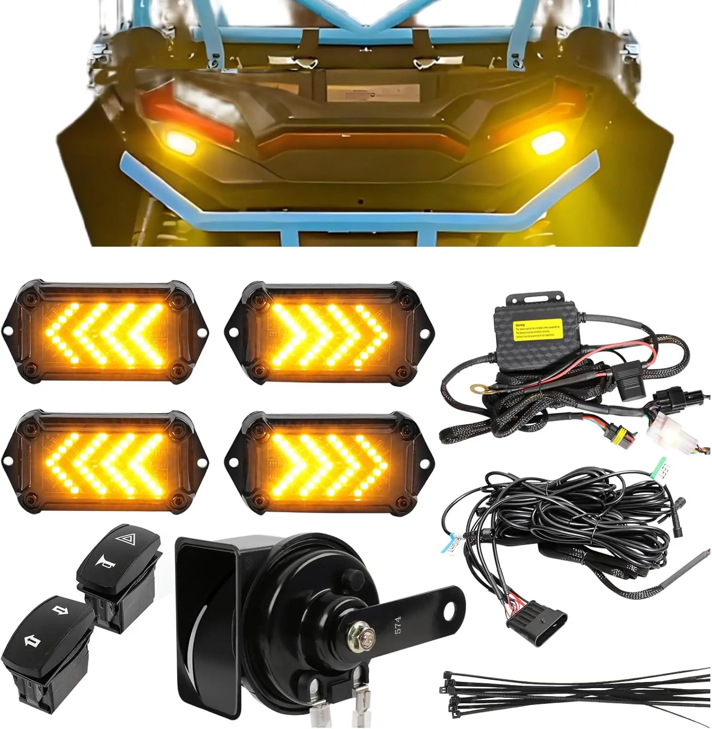 Universal UTV Turn Signal Kit with Horn Pre-Wired Plug and Play ATV SXS ...