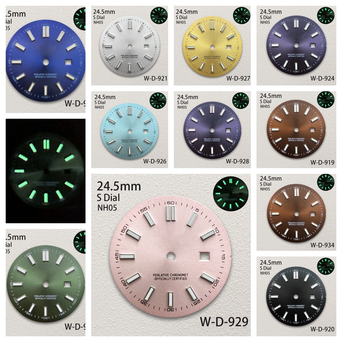 24.5mm S Logo Sunburst Dial Fit NH05 Japanese Movement Green Luminous ...