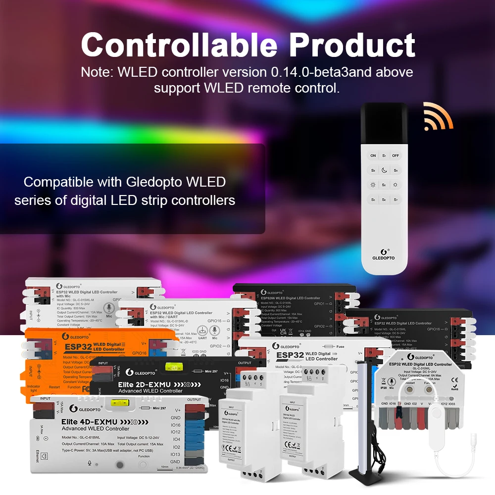 1-10ESP32 WLED LED Controller with 4 Outputs Ethernet Microphone UART ...
