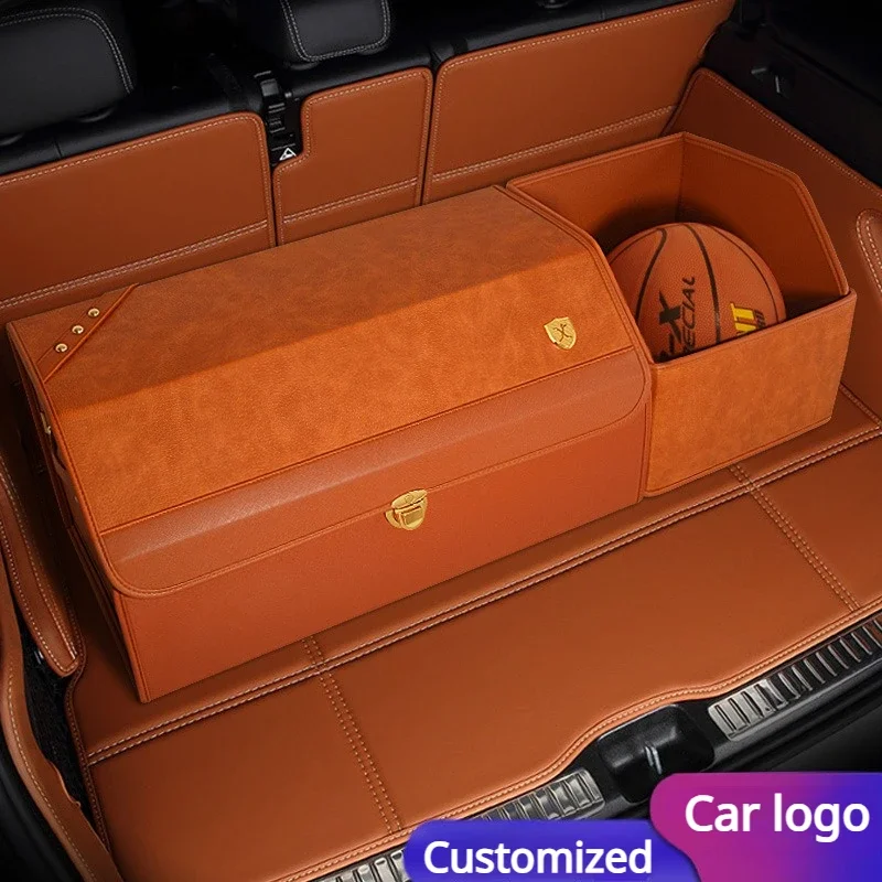 Stylish Leather Car Trunk Storage Box Foldable Luxury Trunk Organizer ...