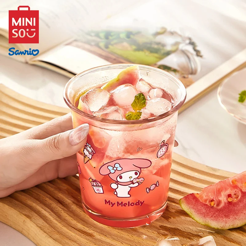 MINISO-Hello-Kitty-Cartoon-Printing-Transparent-Glass-Cup-My-Melody-Ice ...