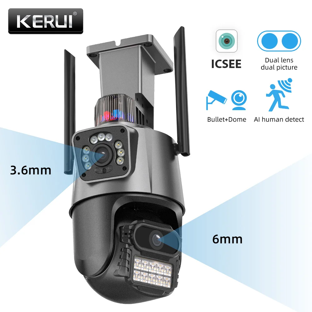 KERUI-8MP-WIFI-IP-Camera-Outdoor-PTZ-Dual-Lens-Dual-Screen-Auto-Tracking-Waterproof-Security ...