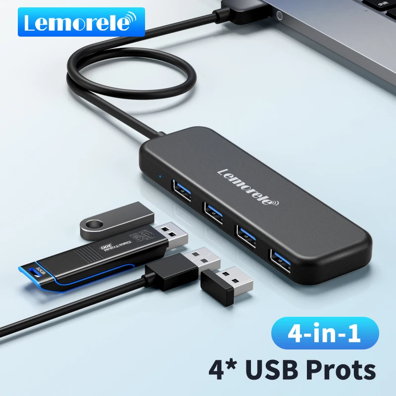 Lemorele-4-in-1-USB-HUB-3-0-Adapter-4-Ports-High-Speed-Data ...