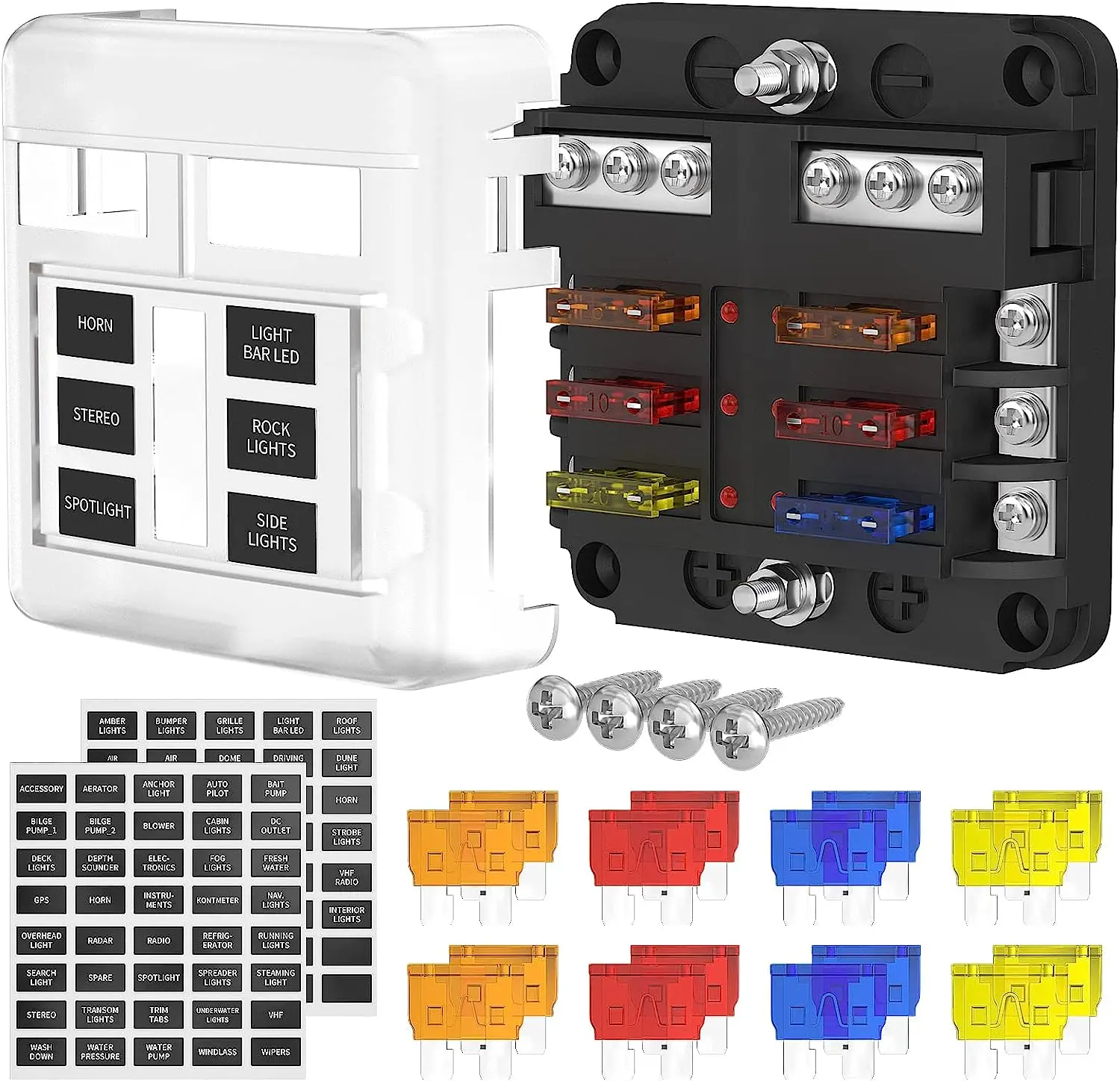 12V-6-Way-Blade-Fuse-Block-with-LED-Indicator-Waterproof-Protection ...