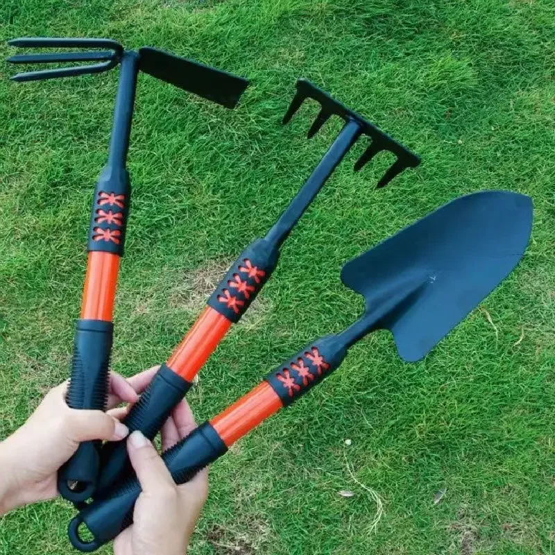 1PC Gardening Spade Five-tooth Plastic Handle Garden Hoe Rake Gardening ...