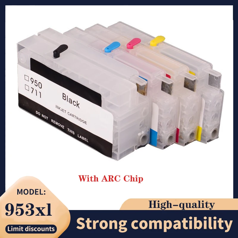 Refillable HP 953 XL Ink Cartridge For hp953 Officejet Pro 7740 8210 ...
