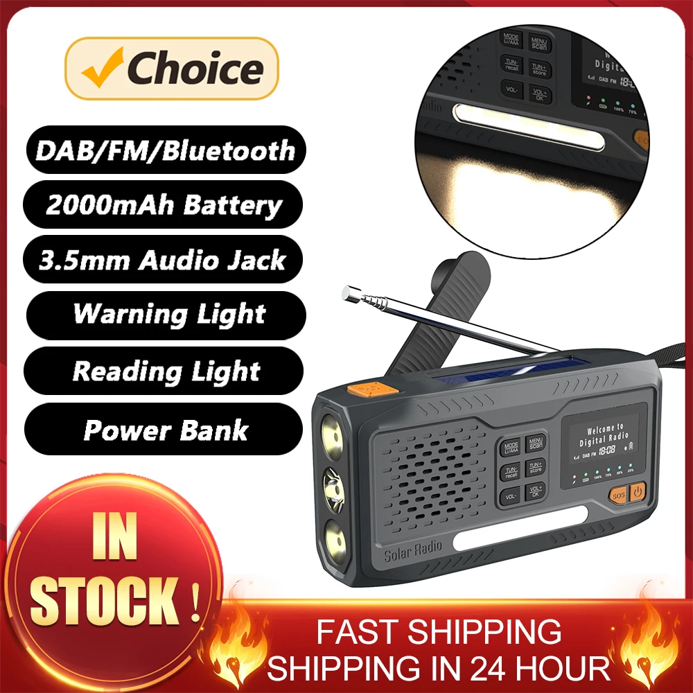 DAB-FM-Radio-Emergency-Radio-Portable-Solar-Hand-Crank-Radio-Receiver ...