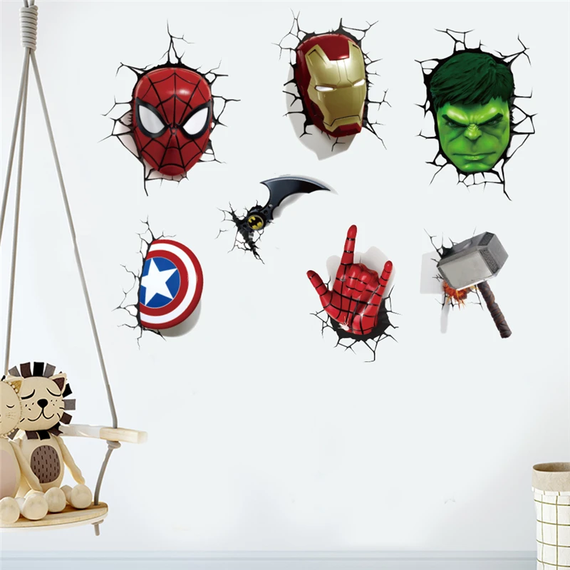 Pegatinas de Pared de Dibujos Animados de Marvel, Vinilos Decorativos ...