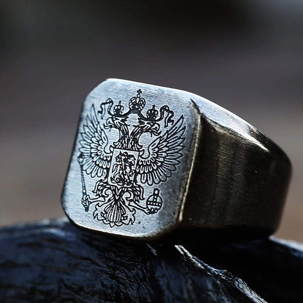 High-Quality-Double-Eagle-Rings-316L-Stainless-Steel-A-Coat-Of-Arms-Of ...