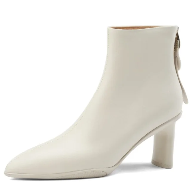 【JOCHEBED HU】Genuine Cow Leather Pointed Toe High Heels Chic Design ...