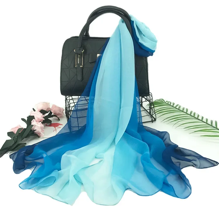 New-Spring-Summer-Gradient-Silk-Scarf-Women-s-Georgette-Dance-Long ...