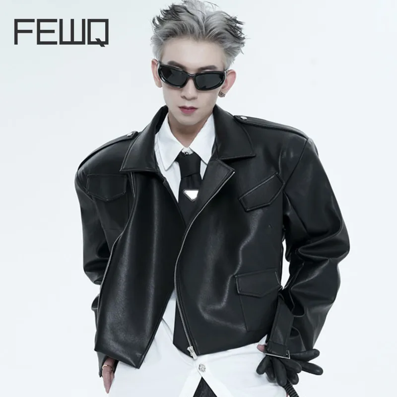 FEWQ-Lapel-Male-PU-Leather-Jackets-High-Street-Solid-Color-Patchwork ...