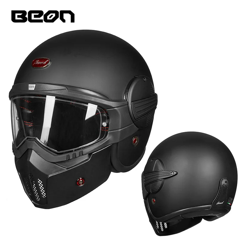 BEON casco de motocicleta de fibra de vidrio para hombre y mujer ...