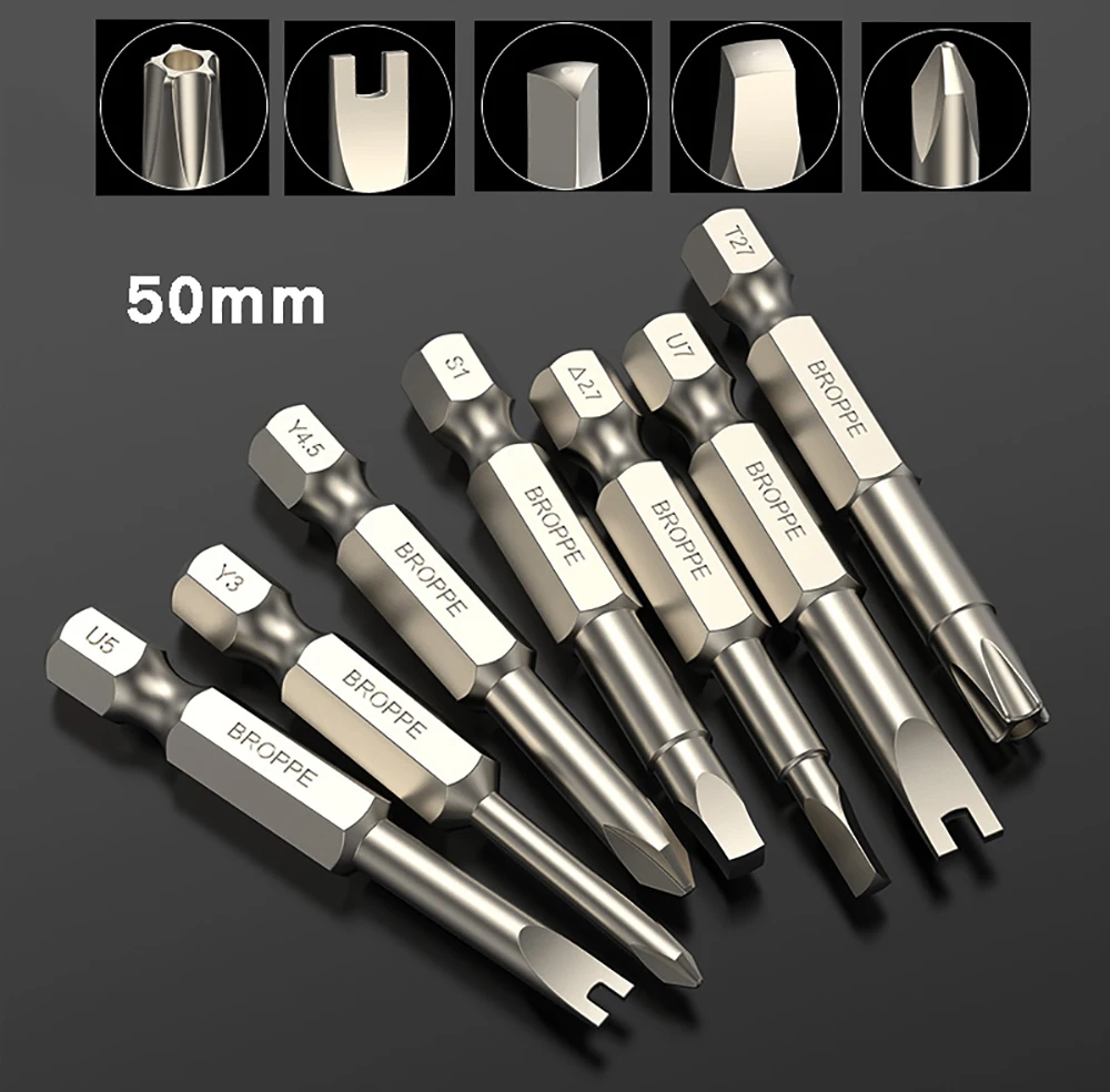 1-4-Hex-Shank-Magnetic-Bits-Torx-Square-Triangle-U-Y-Shaped-Screwdriver ...
