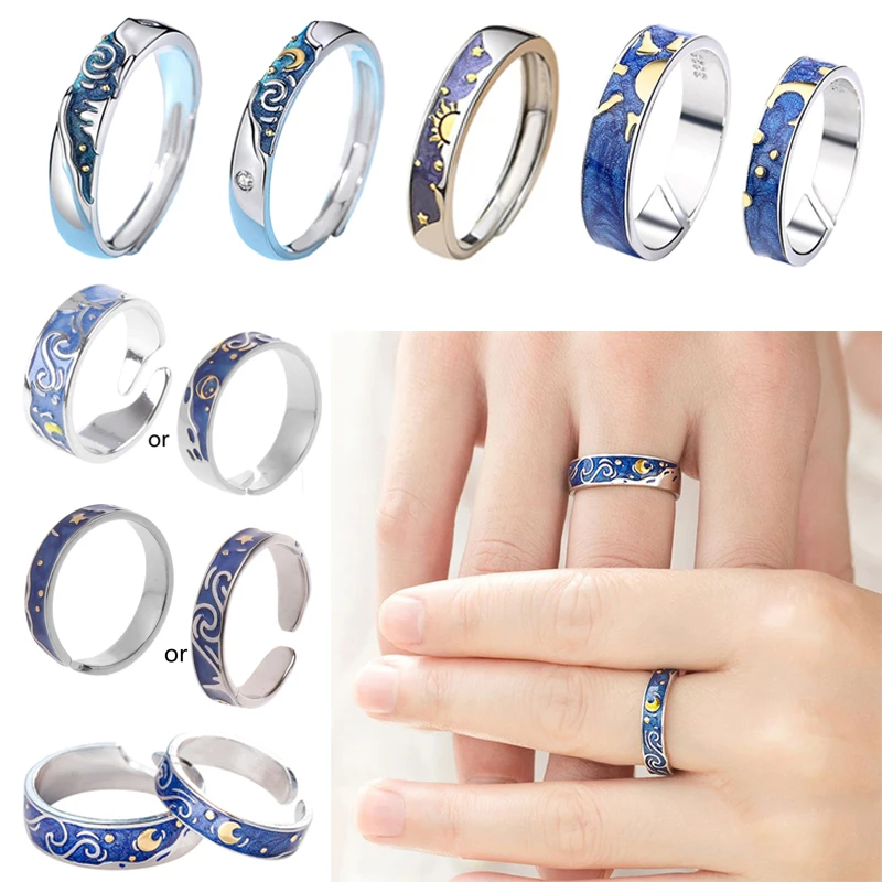 Fashion-Van-Gogh-Starry-Sky-Couple-Ring-For-Women-Men-Romantic-Moon ...