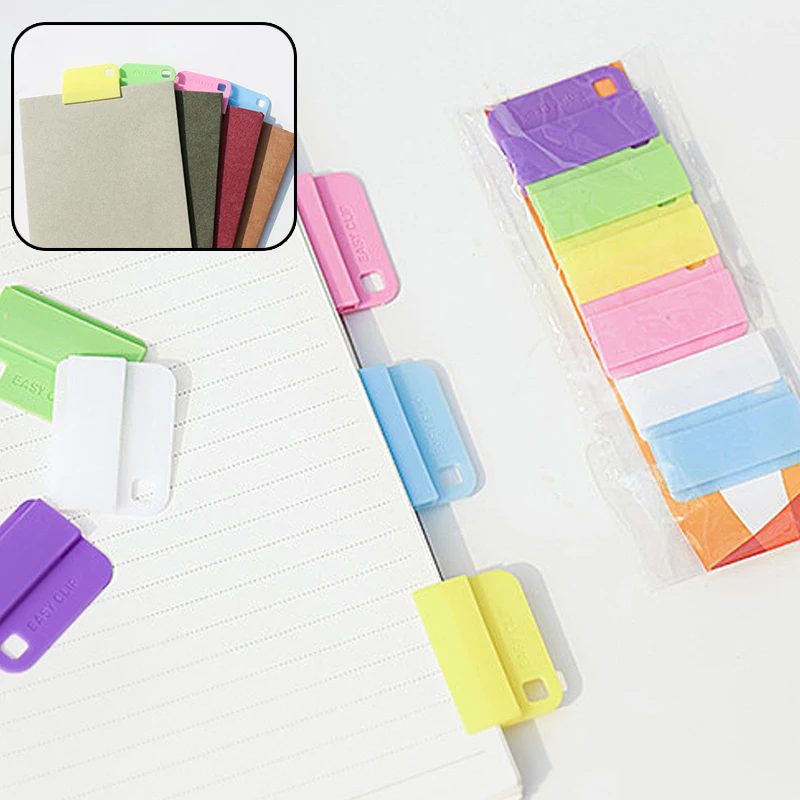 Juego-de-Clips-de-papel-arco-ris-de-6-piezas-marcadores-de-notas-con ...