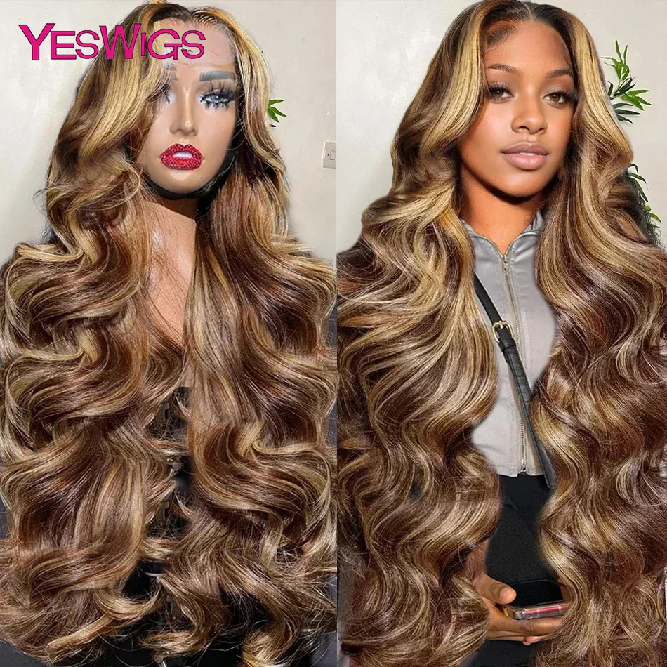 Highlight Wig Human Hair Body Wave 13x6 Lace Front Wig Brazilian ...