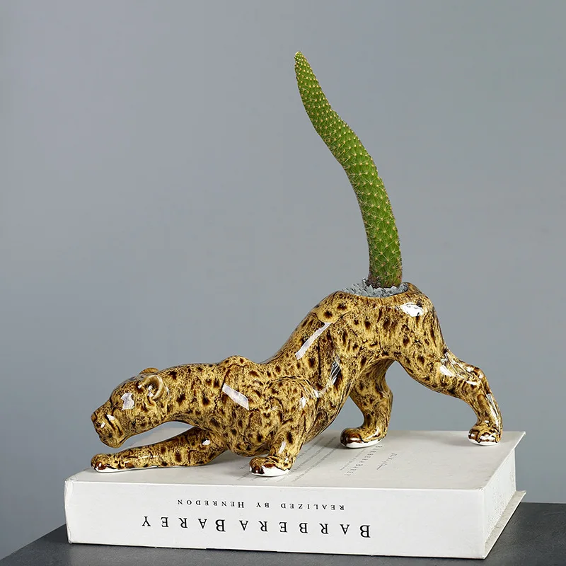 Ceramic-Flower-Pots-Artificial-Animals-Leopard-Cheetah-Cartoon-Animals ...