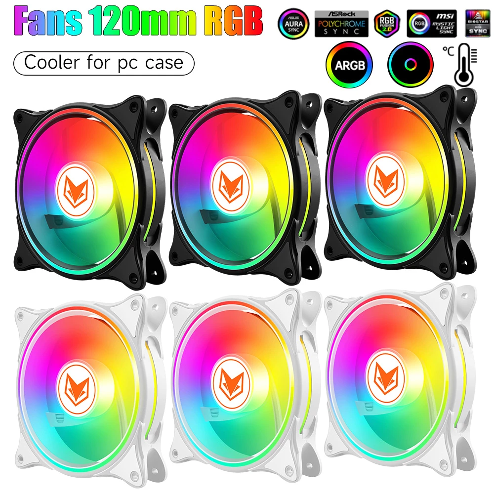 COOLMOON 1-5PCS PC Case Cooling Fan 12V 4 Pin PWM RGB Fans 120mm ARGB ...