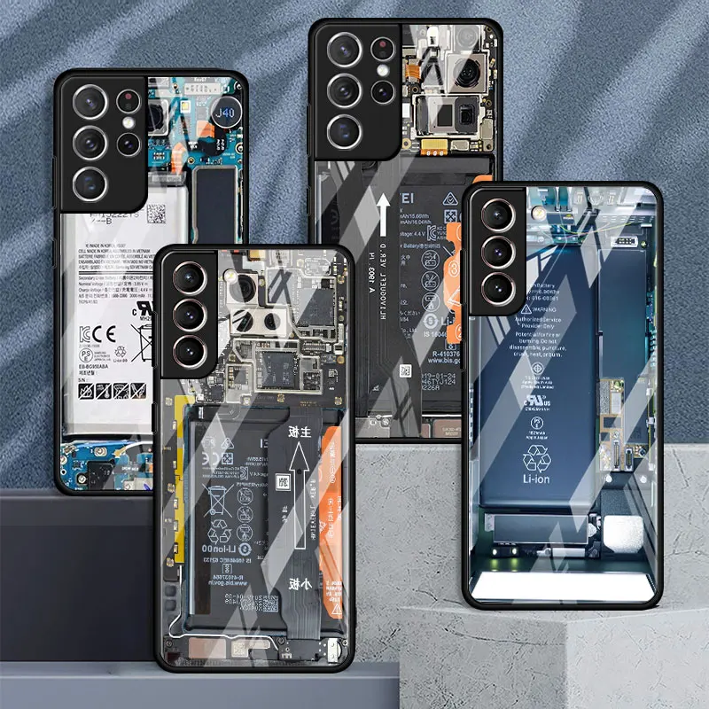 Motherboard Circuit Board Glass Case For Samsung Galaxy S22 S20 FE S21 ...