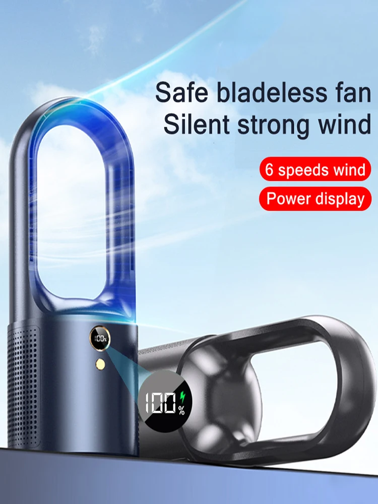 Summer Bladeless Fan LED Display Desktop Fanless Blade Cooler Cooling ...