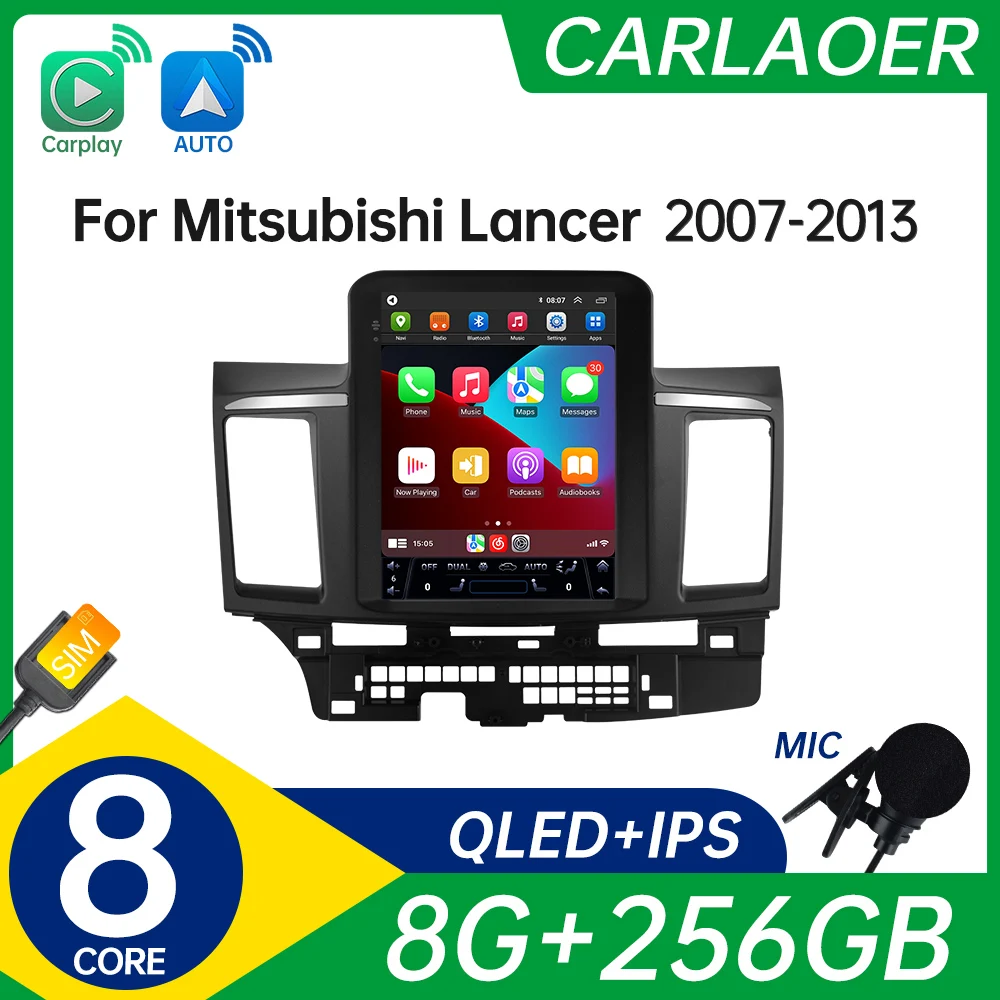 For Tesla style Carplay android auto For Mitsubishi lancer 2007-2013 ...