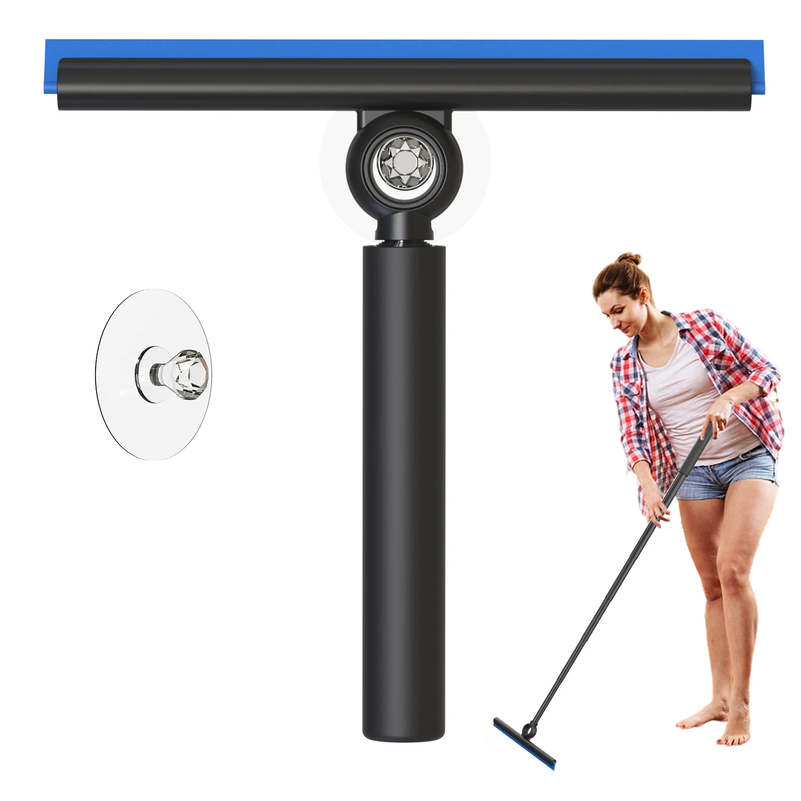 Pivoting-Squeegee-With-Telescopic-Handle-Adjustable-Angle-Window-Wiper ...