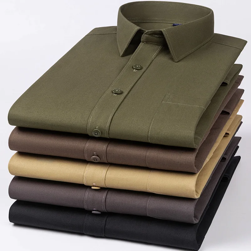 Luxury cotton single pocket long-sleeve shirts for men Smart Casual ...