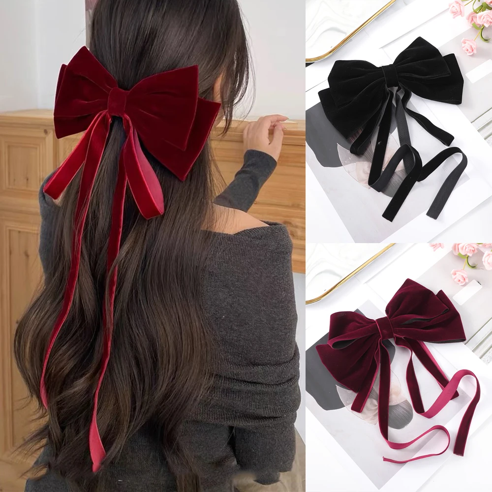 Bow-Velvet-Barrettes-Women-Temperament-Ponytail-Hairpin-Hair-Clip-Girls ...