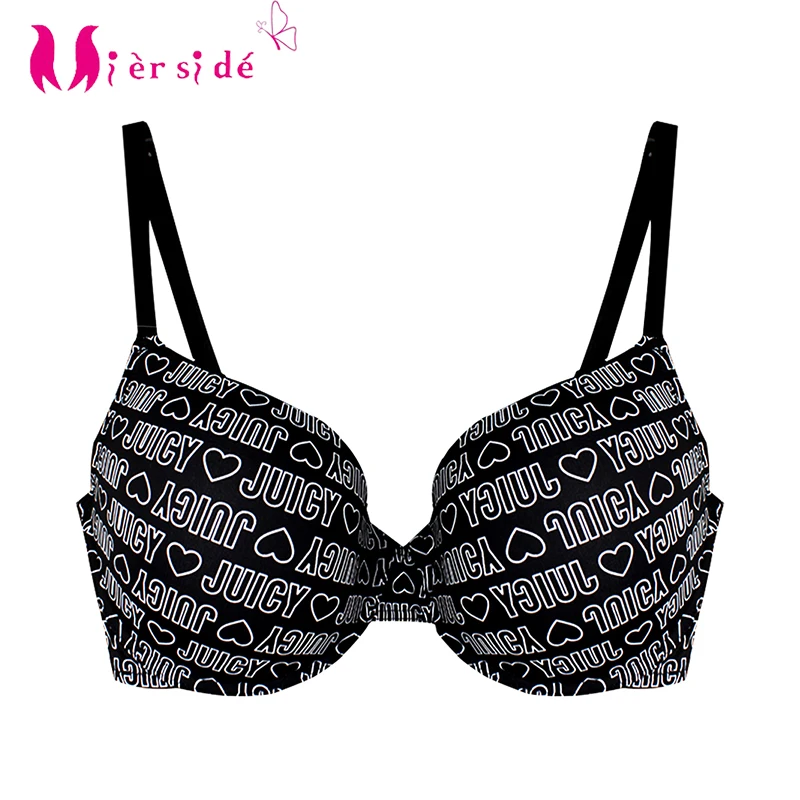 Mierside 3819 Fashion Black/White Love Letter Bra Everyday Push Up Bra ...