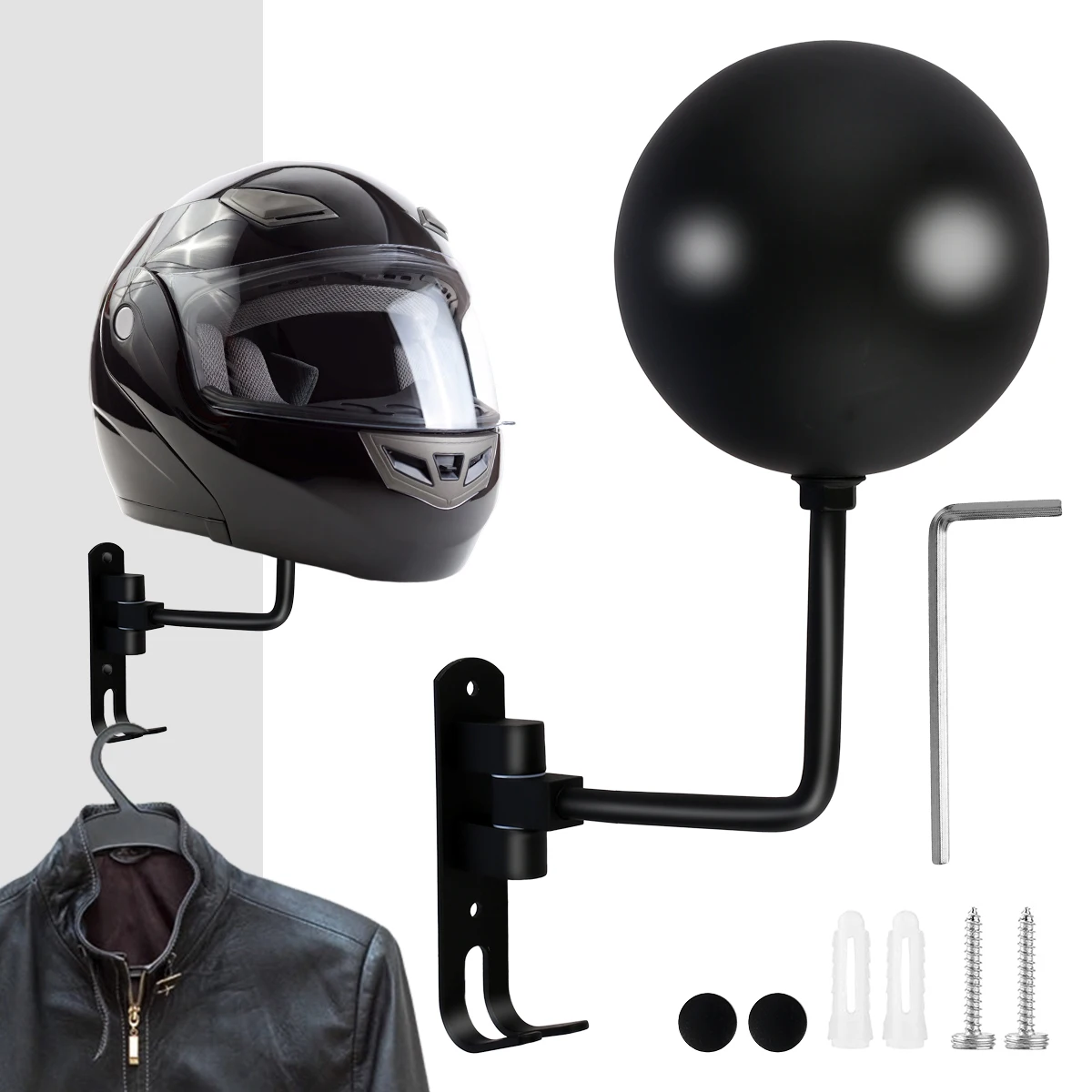 Motorcycle Helmet Rack Wall Mount Helmets Display Holder 180 Degree ...