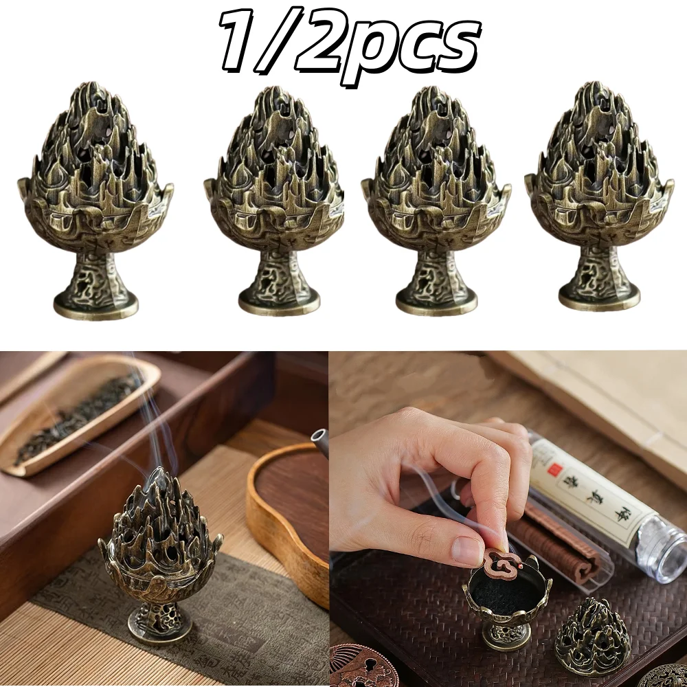 1/2pcs Mini Boshan Incense Burner with Complex Dragon and Flame Design ...